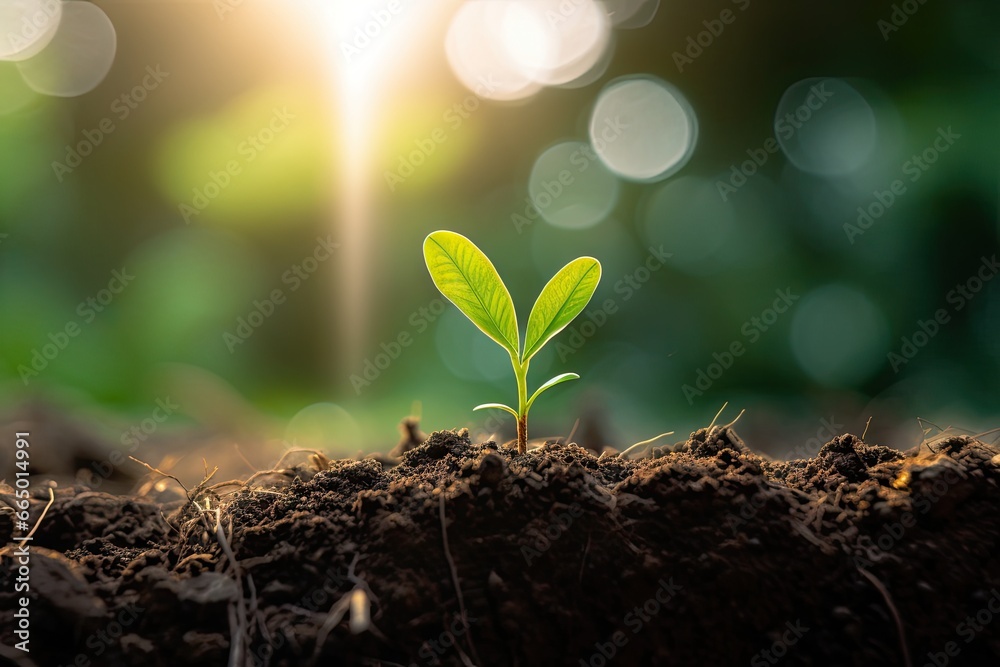 Tree in forest. Nurturing nature. Art of planting and growth. Seed to ...