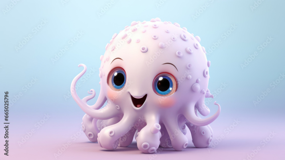 Realistic 3d render of a happy, furry and cute baby Octopus smiling ...