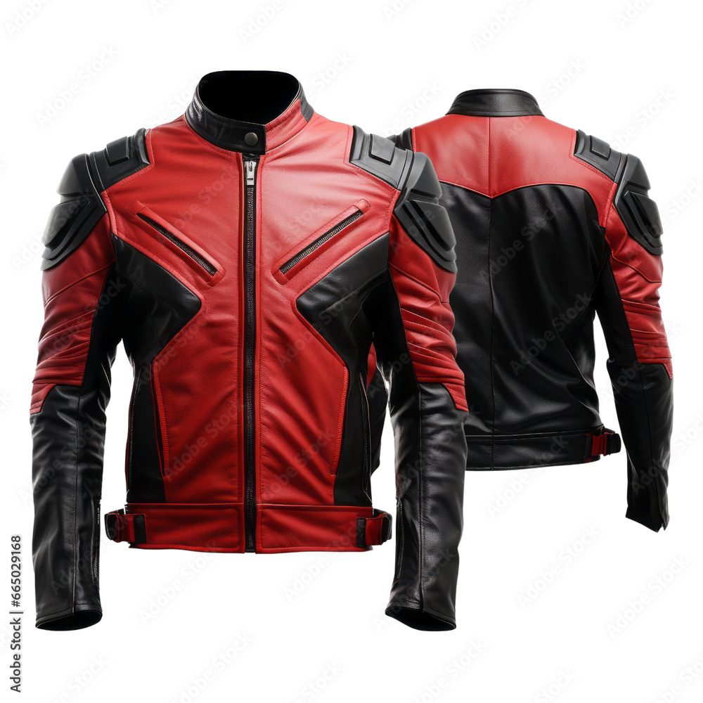 Classic front and back image of beautiful black and red color biker ...