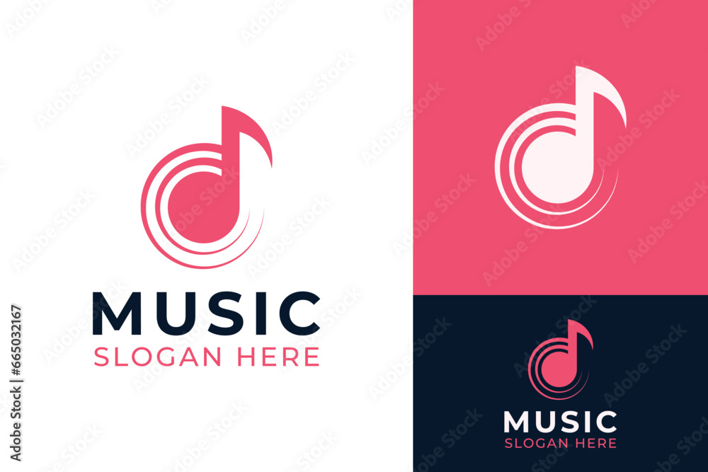Music Note Key with Knob Control Adjustment Analog Logo Design Branding ...