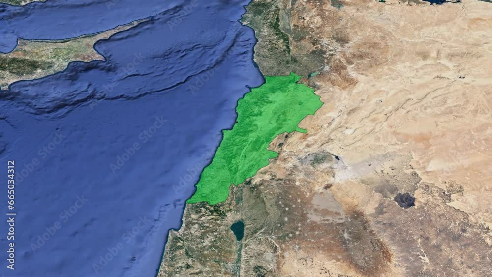 An animated 3D satellite image map of the earth zooming into Lebanon ...
