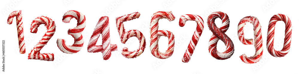 Set of candy cane numbers for Merry Christmas and Happy New Year ...