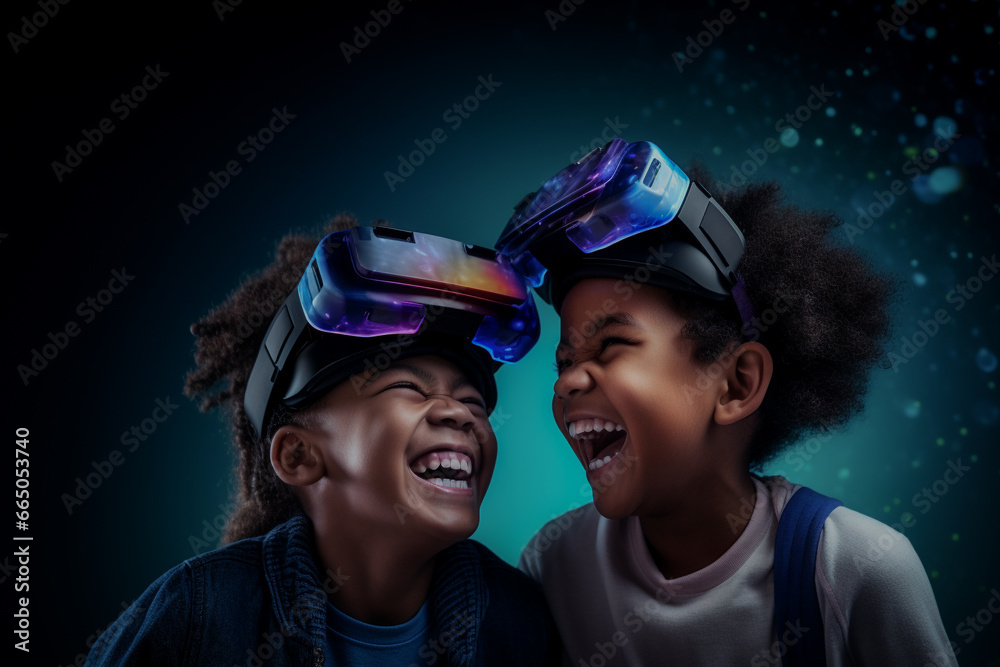 New generation Kids Using VR Headsets to Immerse Into New VR Gaming ...