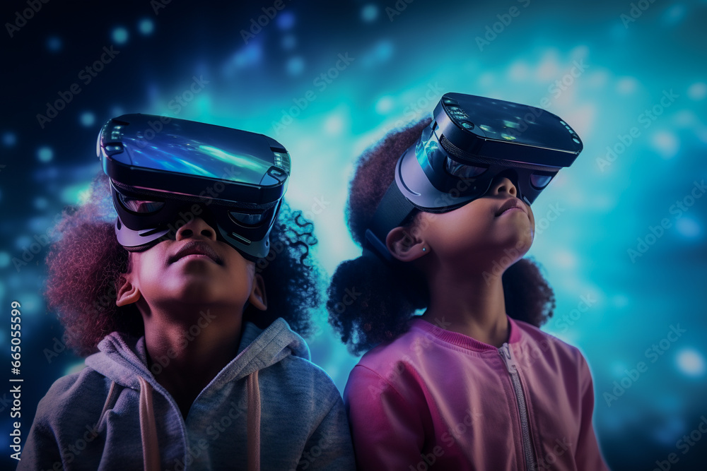 New generation Kids Using VR Headsets to Immerse Into New VR Gaming ...