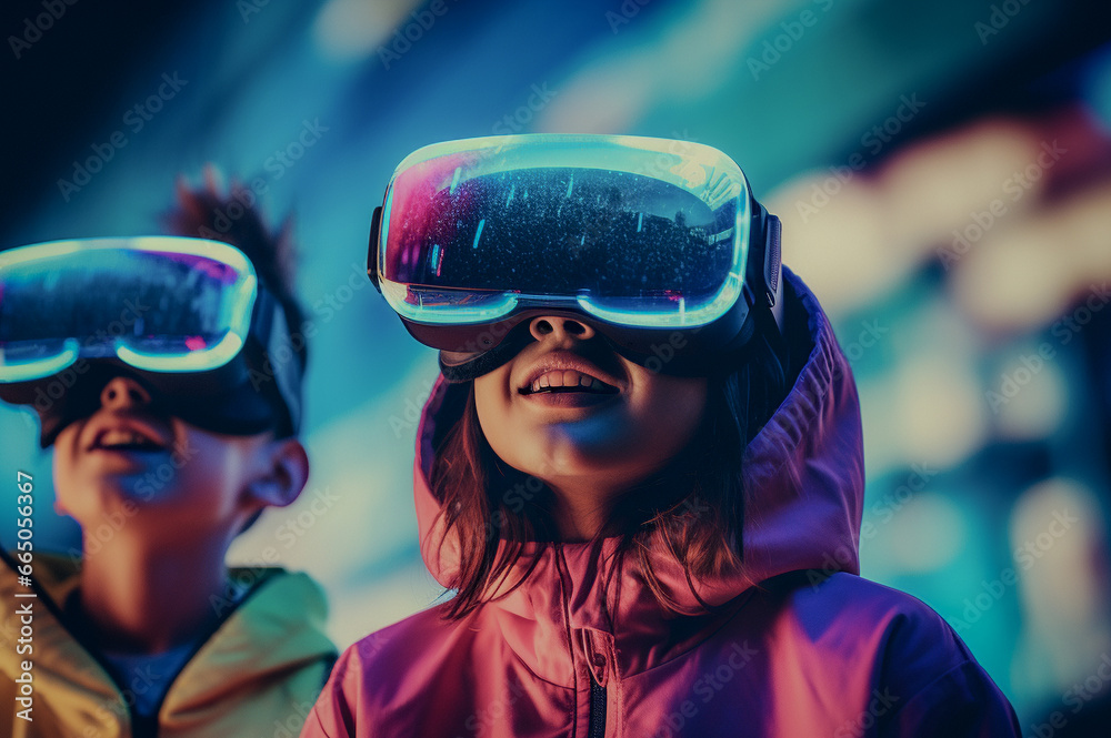 New generation Kids Using VR Headsets to Immerse Into New VR Gaming ...