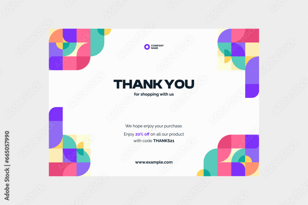 Thank You Card template featuring a vibrant and minimalist mosaic ...