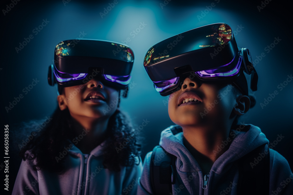 New generation Kids Using VR Headsets to Immerse Into New VR Gaming ...