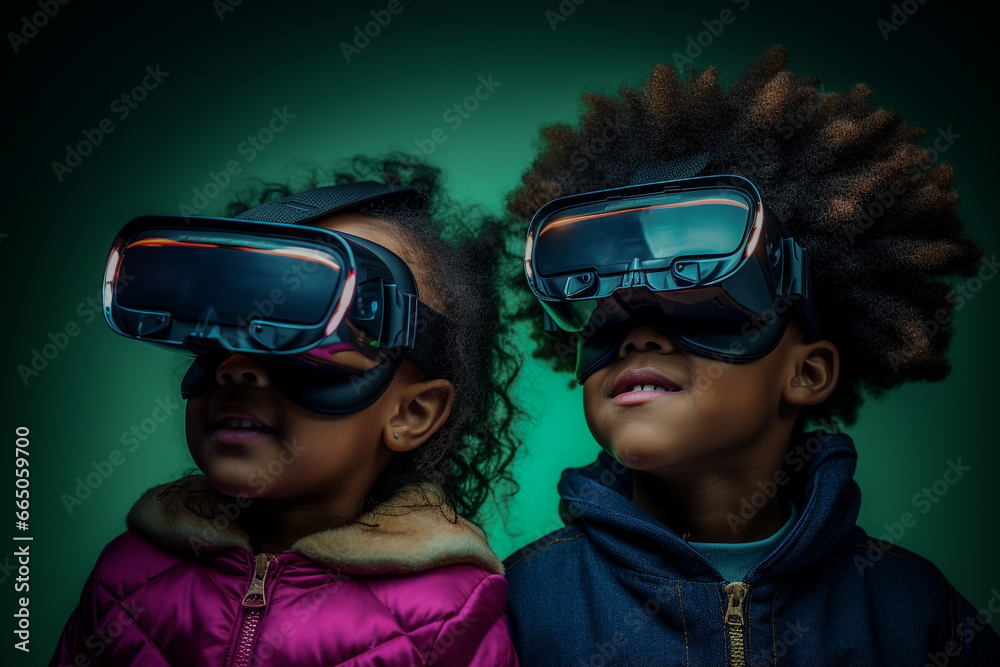 New generation Kids Using VR Headsets to Immerse Into New VR Gaming ...