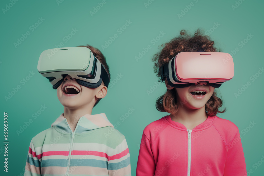 New generation Kids Using VR Headsets to Immerse Into New VR Gaming ...