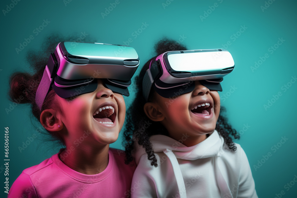 New generation Kids Using VR Headsets to Immerse Into New VR Gaming ...
