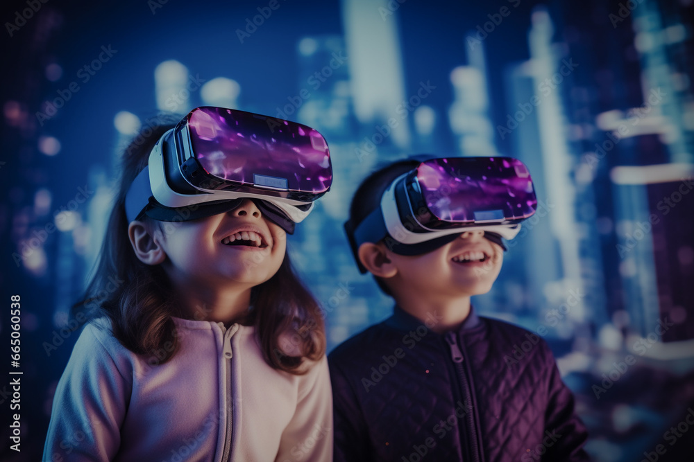 New generation Kids Using VR Headsets to Immerse Into New VR Gaming ...