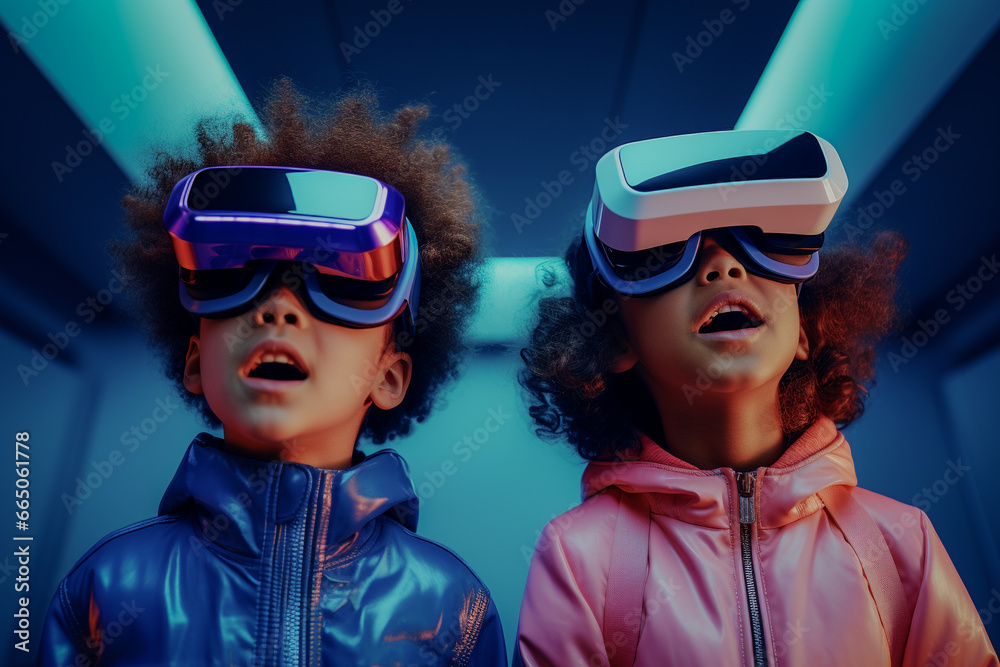 New generation Kids Using VR Headsets to Immerse Into New VR Gaming ...