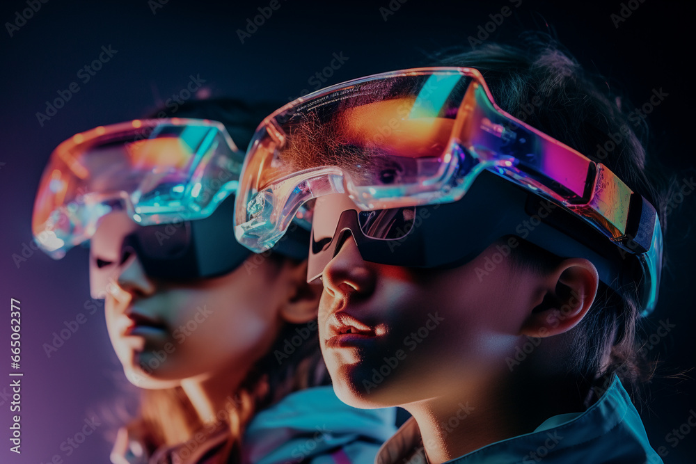 New generation Kids Using VR Headsets to Immerse Into New VR Gaming ...