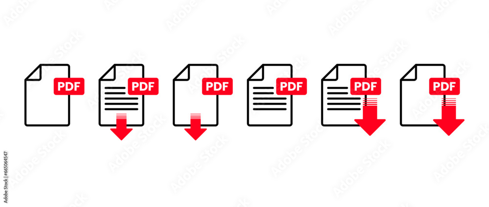 VECTOR PDF file format icons set. PDF file download symbols. Format for ...