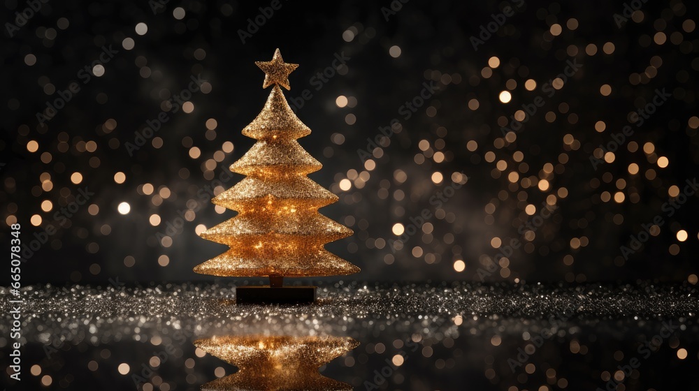 Elegant Gold Christmas Tree: A shining gold Christmas tree with a ...
