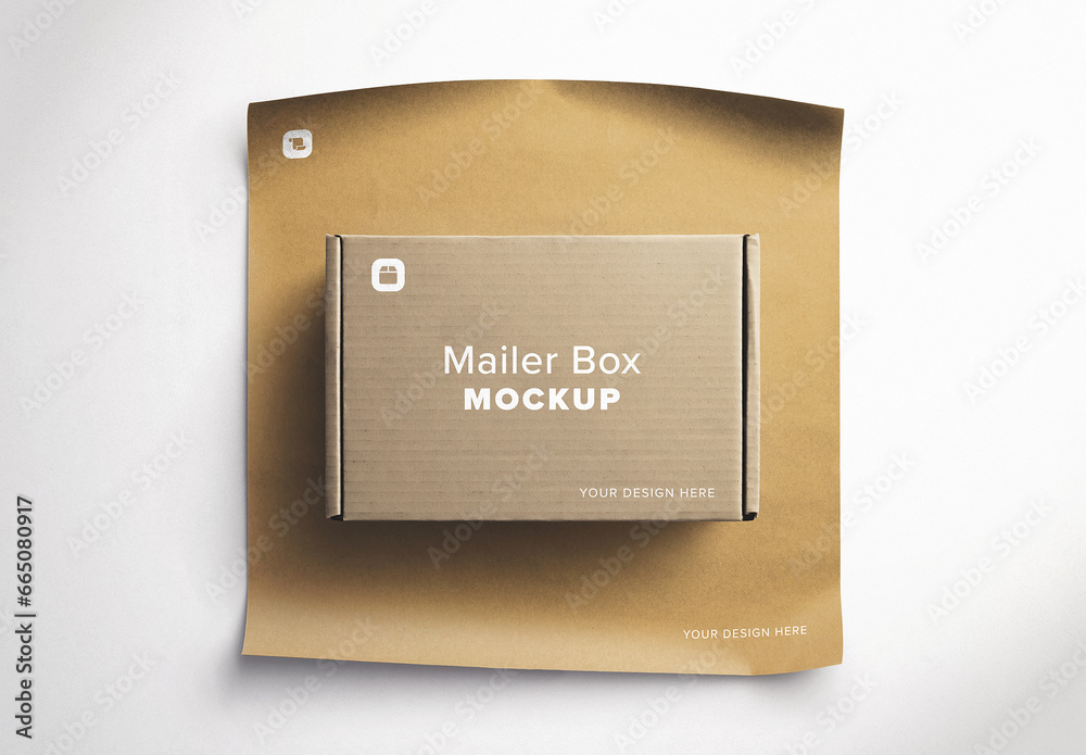 Mailer Box Mockup with Wrapping Paper Stock Template | Adobe Stock