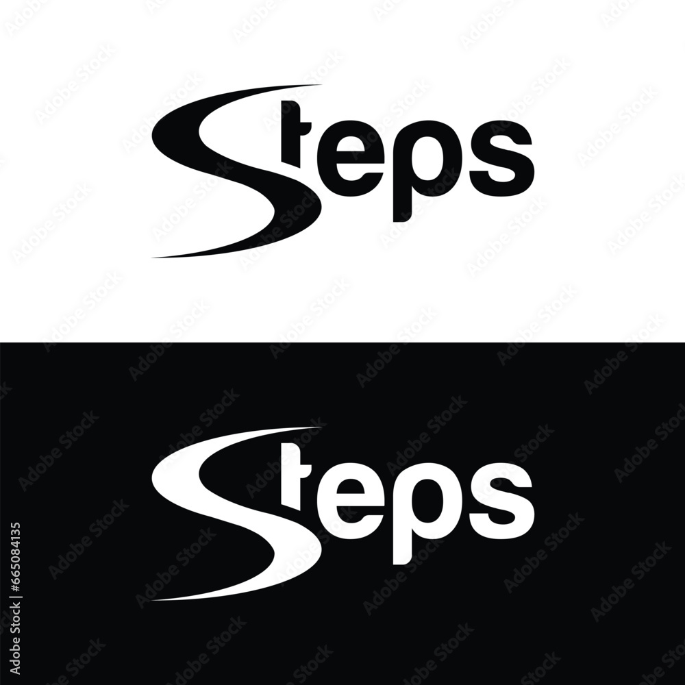 Step Text Logo Design. Letter S. Black and White Logo. Usable for ...