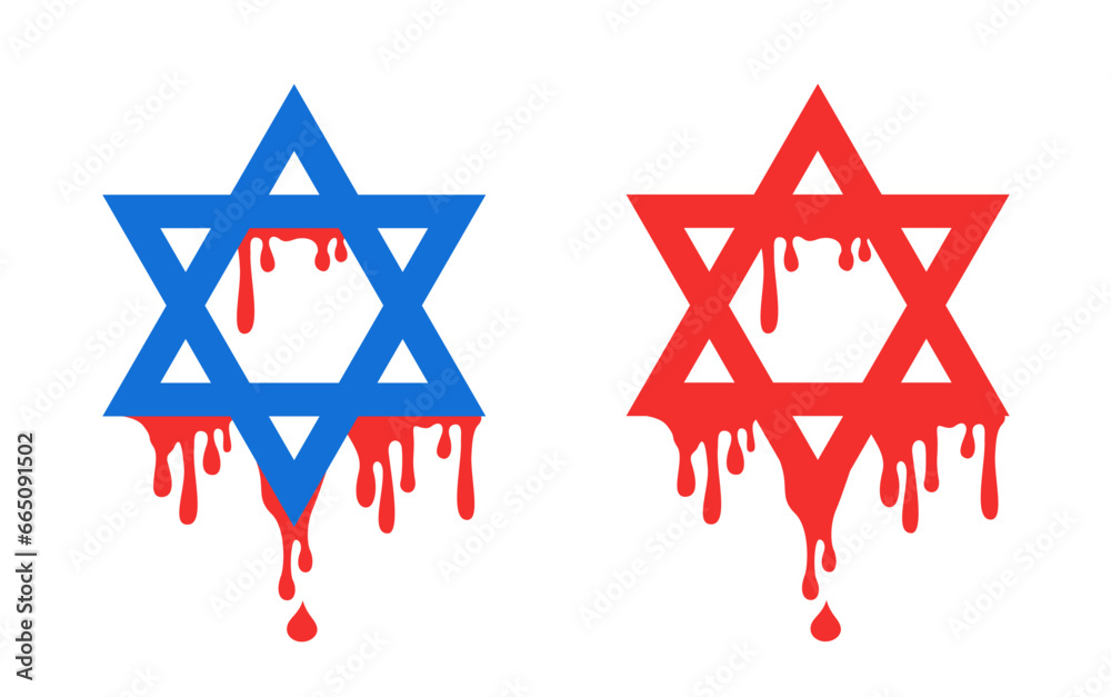 Israel and Israeli star of David with blood and bloody drops. Country ...