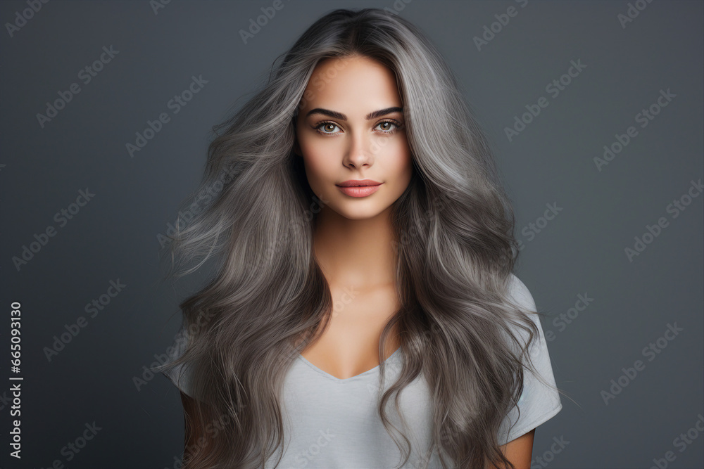 Generative AI picture of beautiful woman fashion model with long dyed ...