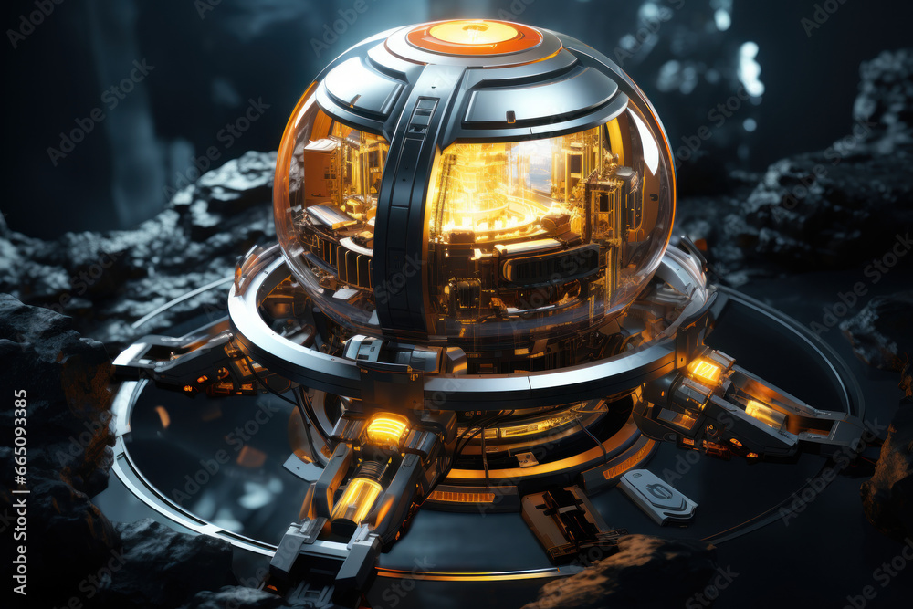 A futuristic concept art of a space probe powered by a nuclear ...