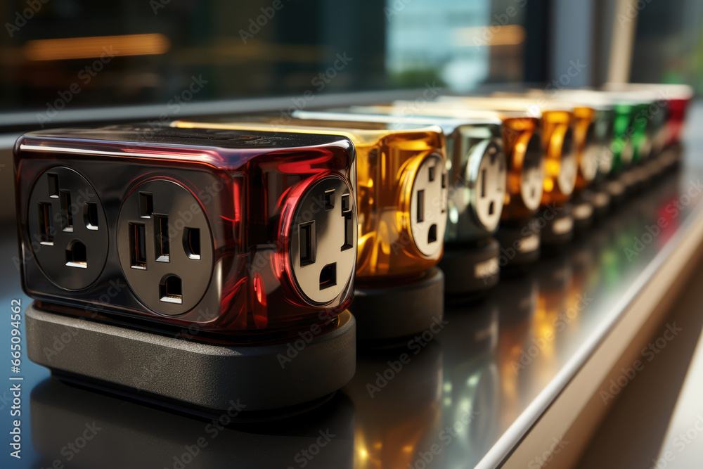 A series of electrical outlets embedded in a wall, ready to power ...