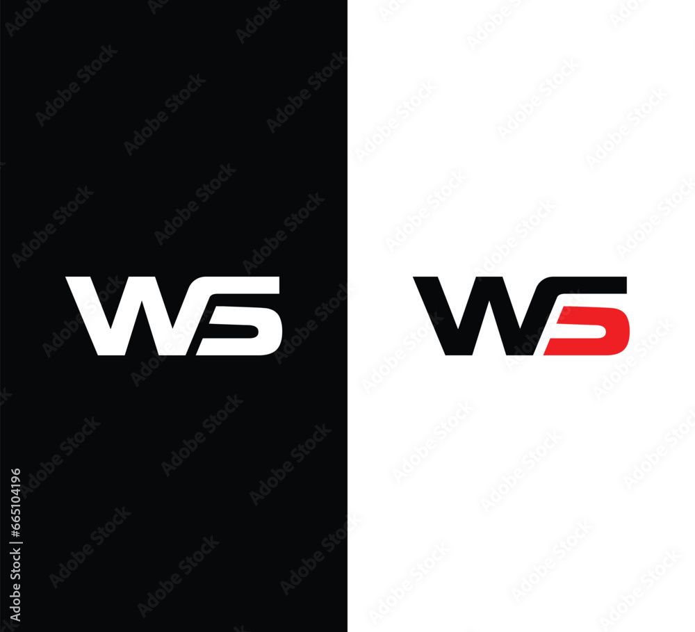 Monogram Letter WS Logo Design. Black and White Logo. Usable for ...