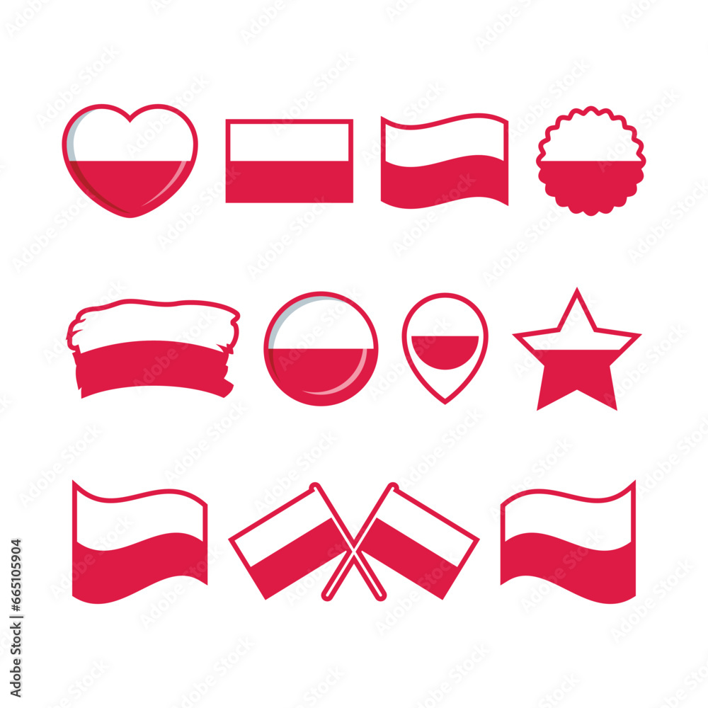 Poland flag icon set vector isolated on a white background. Polish Flag ...