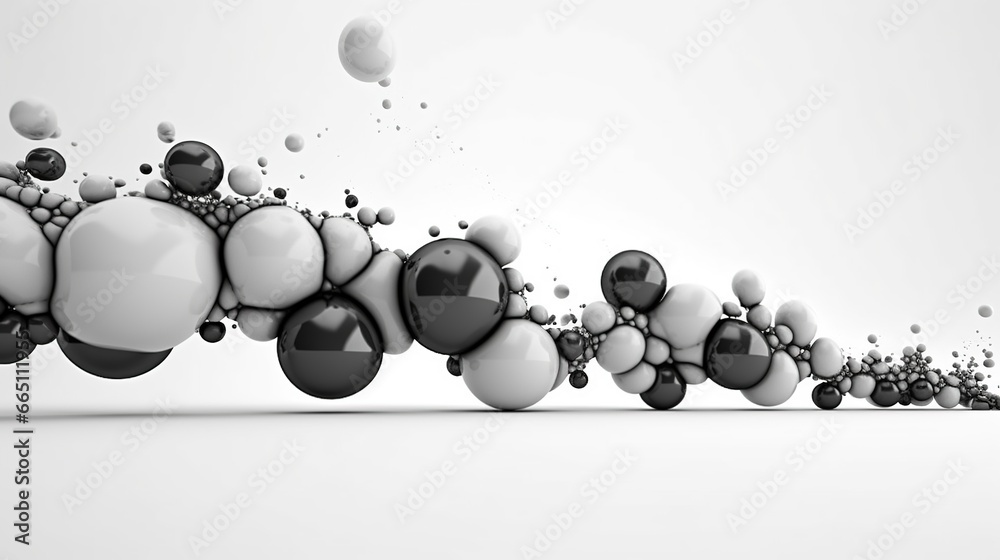 A multitude of balls of different sizes are magnetized to each other ...