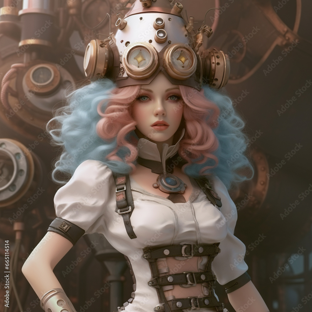 Top model Girl, full body, Steampunk, Mechanic Pirate Style Dress in ...