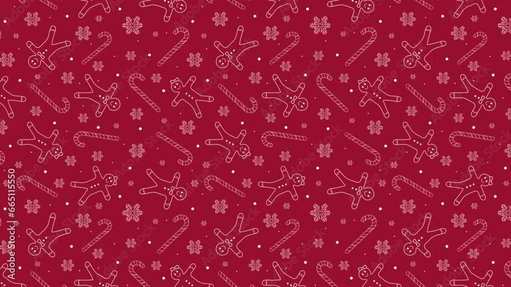 4K Animated Christmas Ginger Bread Cookies Candy Canes and Snow Fakes ...