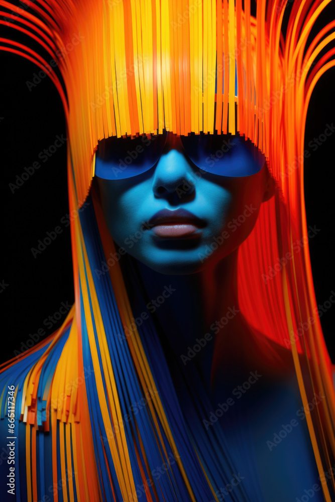 A front-facing portrait of a woman embodies the essence of contemporary ...