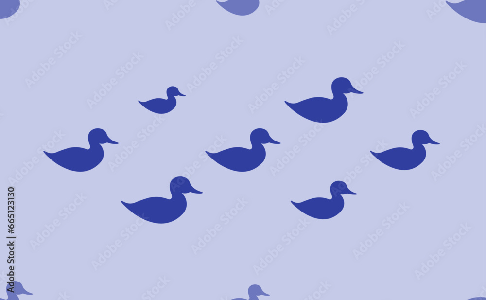 Seamless pattern of large isolated blue duck symbols. The pattern is ...