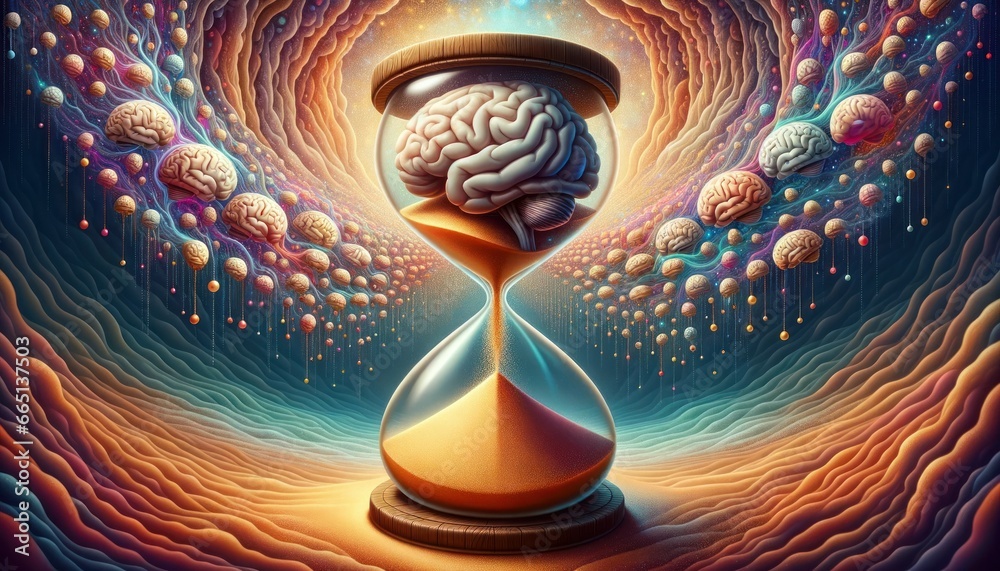 A surreal representation of an hourglass is illustrated, where the ...