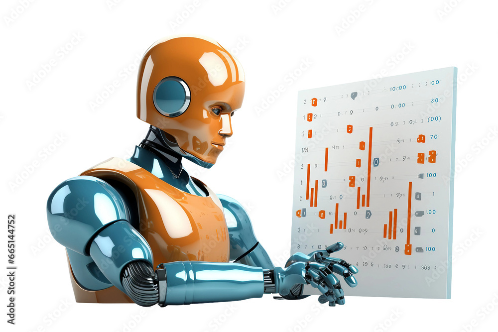 Data-Driven AI Robot Processing Information on transparent background ...