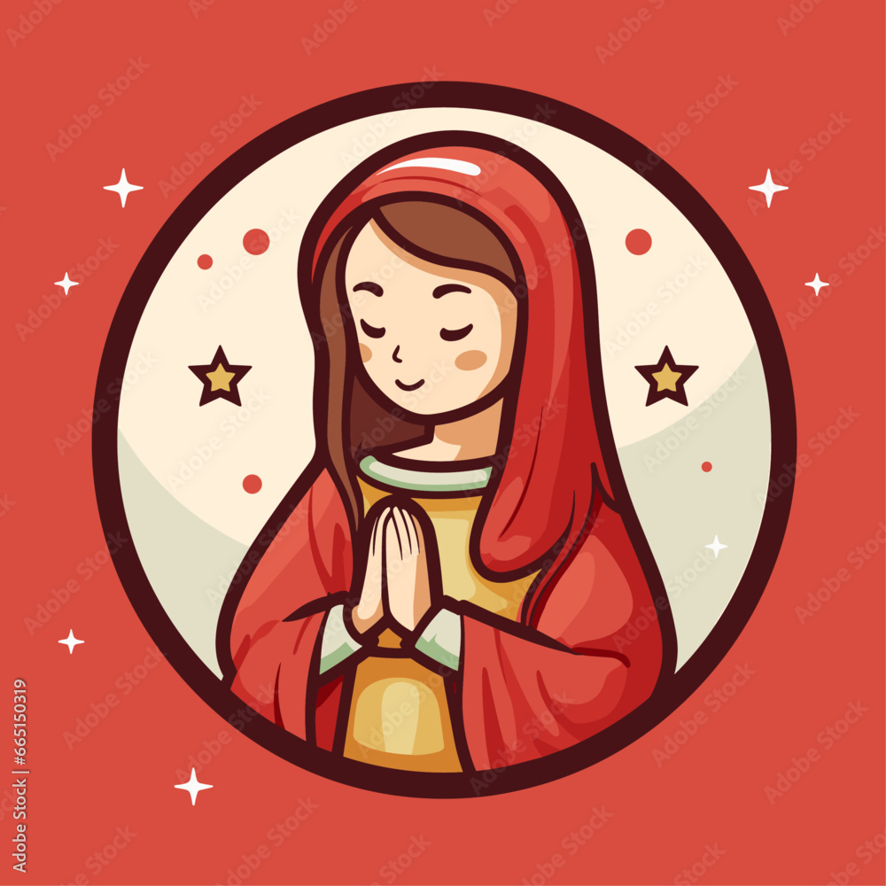 vector cartoon illustration of Our Lady Virgin Mary Mother of Jesus ...