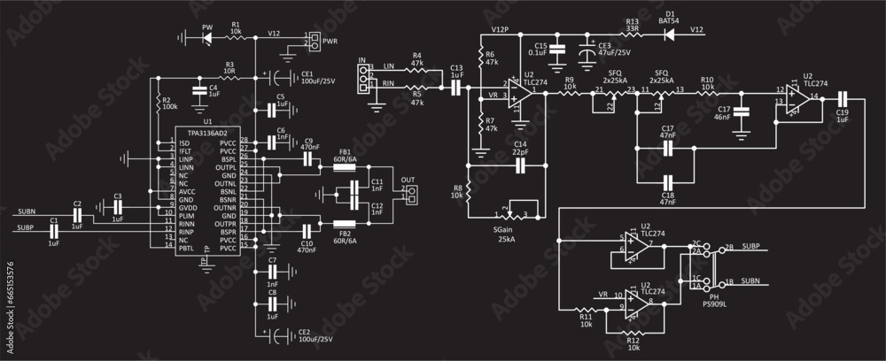 Schematic diagram of electronic device. Vector drawing electrical ...