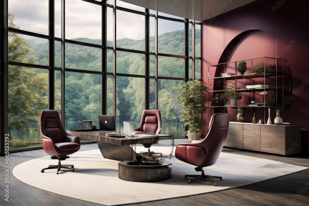 ภาพประกอบสต็อก Circular Office Layout with Mauve Accents: Dual Swivel ... ภาพประกอบสต็อก Circular Office Layout with Mauve Accents: Dual Swivel ...