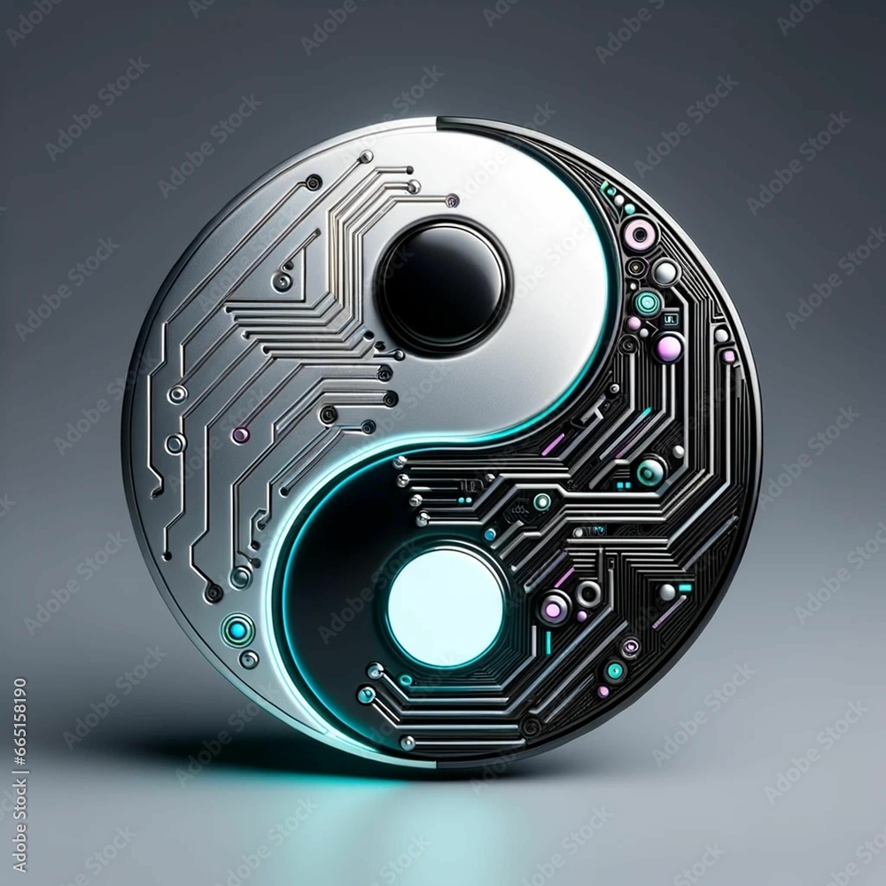 AI generated illustration of a close up of a digital circuit board in ...