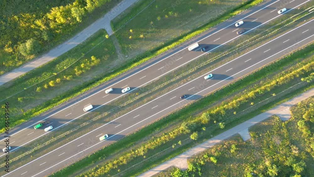 Aerial top view of highway road. Drone view of the elevated road ...