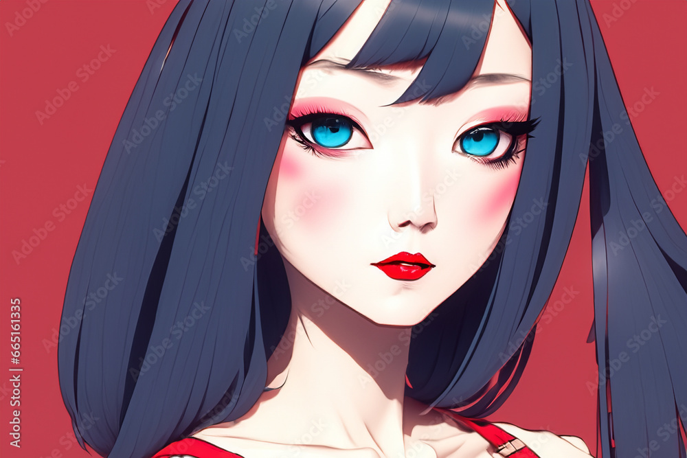 Teen anime. Character woman ready for animation. Funny cartoon. Female ...