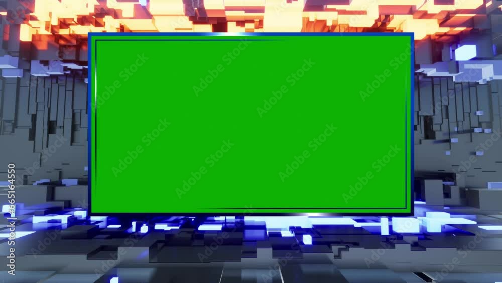 Background for TV news broadcast with green screen. Virtual studio with ...