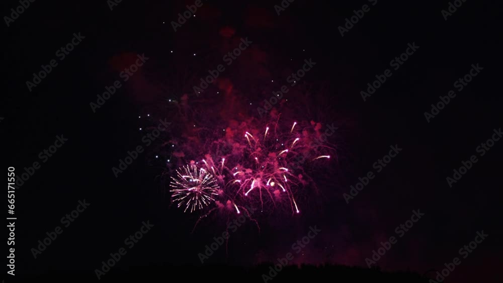 Real luxury fireworks of different shapes take off in black sky ...