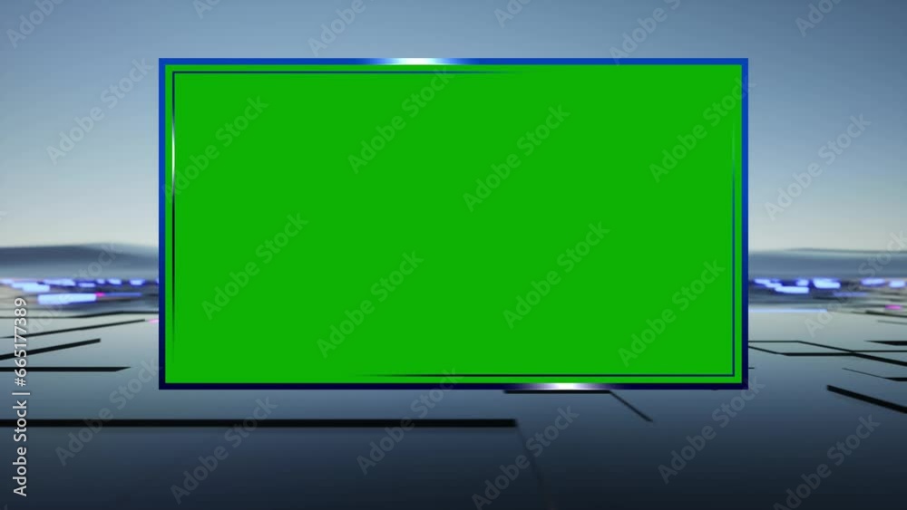 Background for TV news broadcast with green screen. Virtual studio with ...
