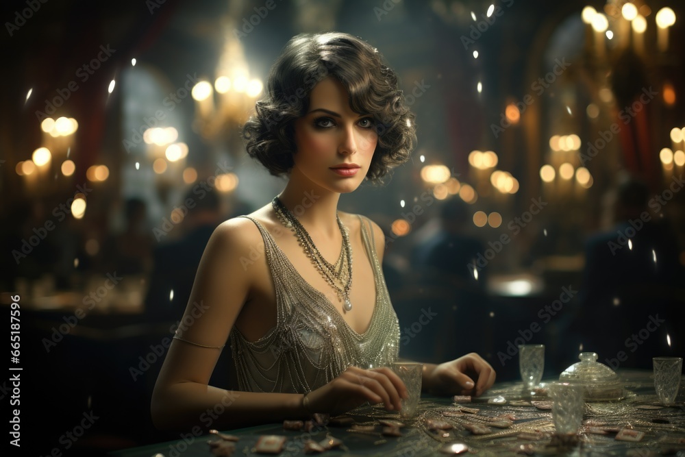 Beautiful flappers dressed in style of Roaring twenties . Vintage ...