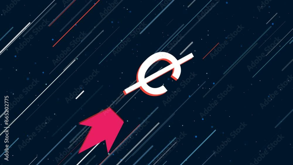 Cent symbol flies through the universe on a jet propulsion. The symbol ...