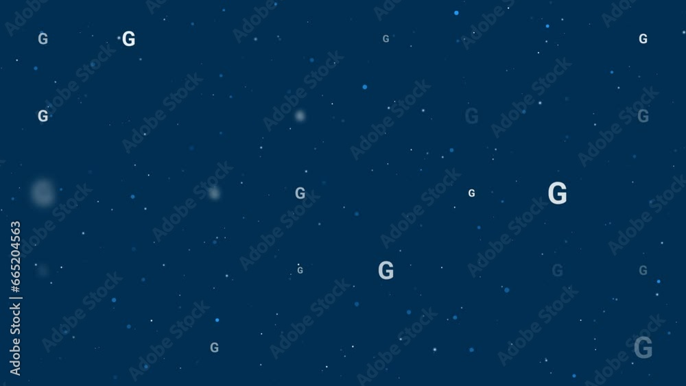 Template animation of evenly spaced capital letter G symbols of ...