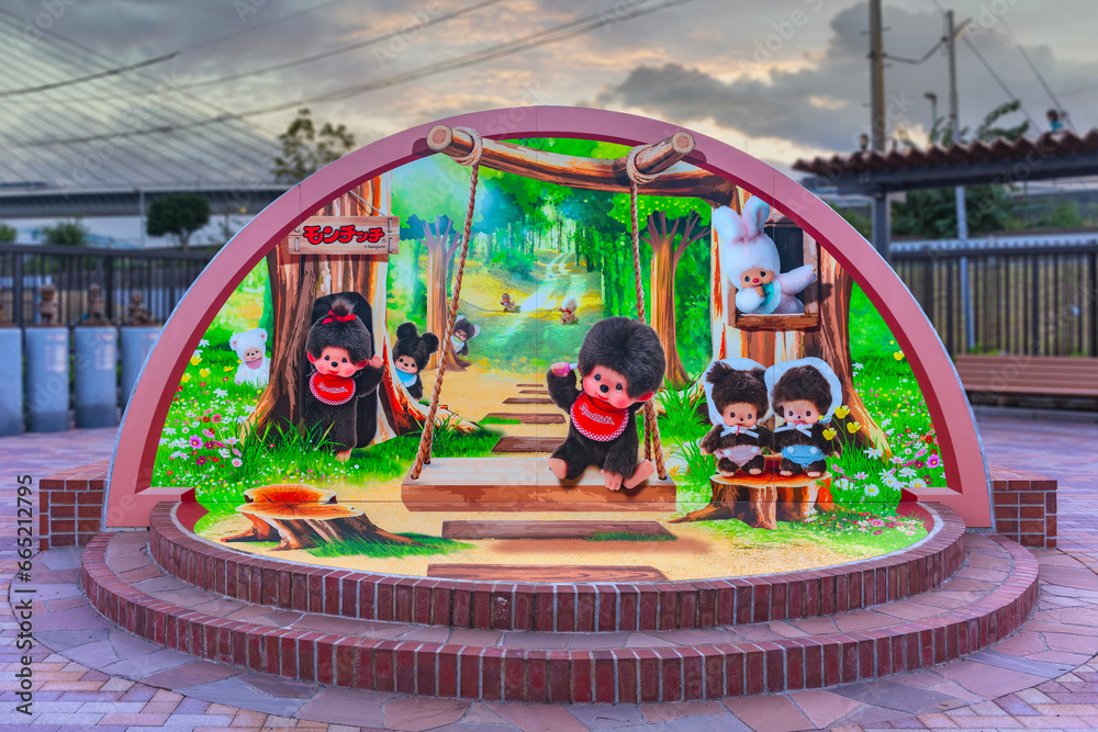 tokyo, japan - sep 12 2023: Monument photo spot in the Monchichi Parc ...