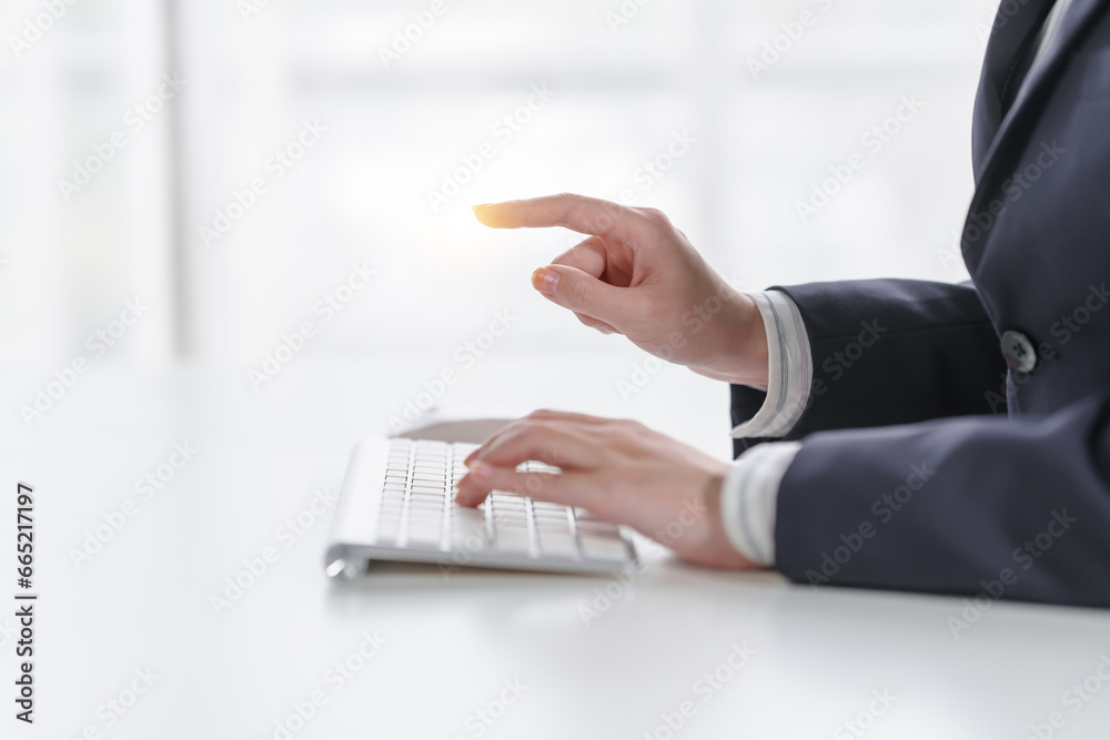 Business asian female professionals worker using computer keyboard ...