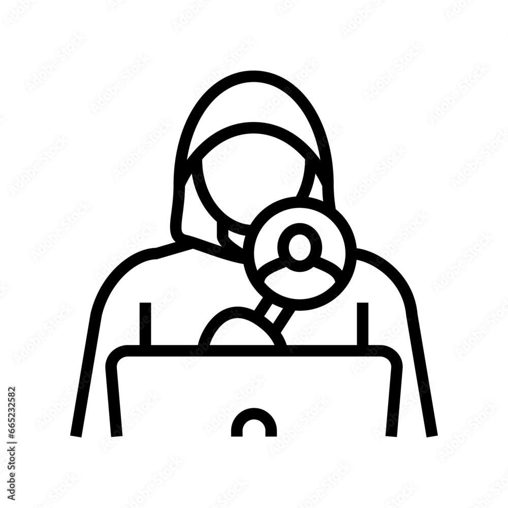 cyberstalking cyberbullying line icon vector. cyberstalking ...