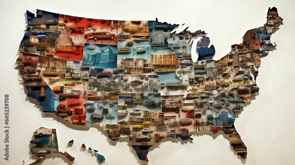 Detailed map of the United States, AI-generated. Stock Illustration ...